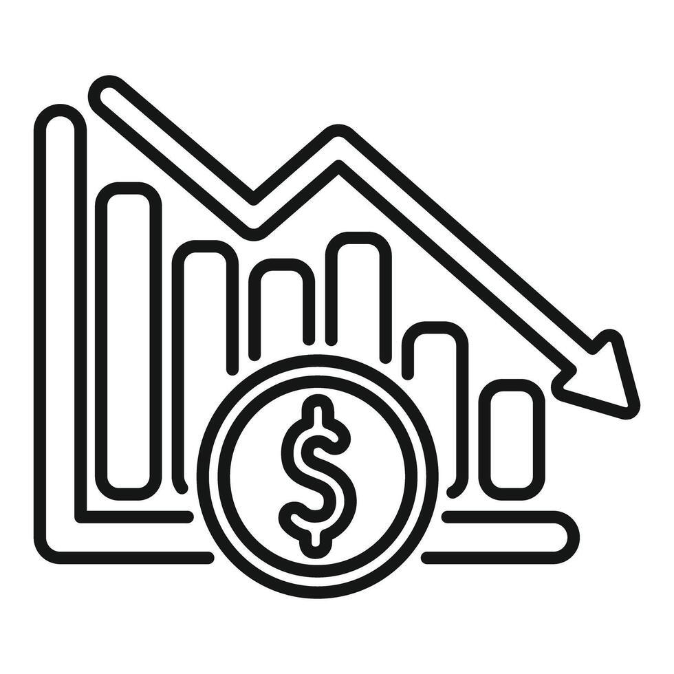 Dollar coin showing decrease representing financial crisis graph icon 55590170 Vector Art at ...