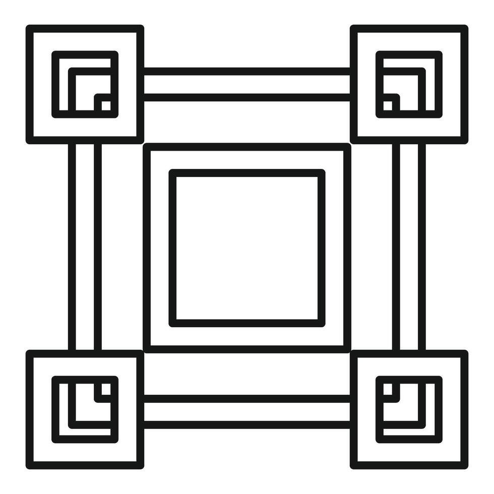 Blockchain Technology Connecting Blocks With Lines Forming A Square