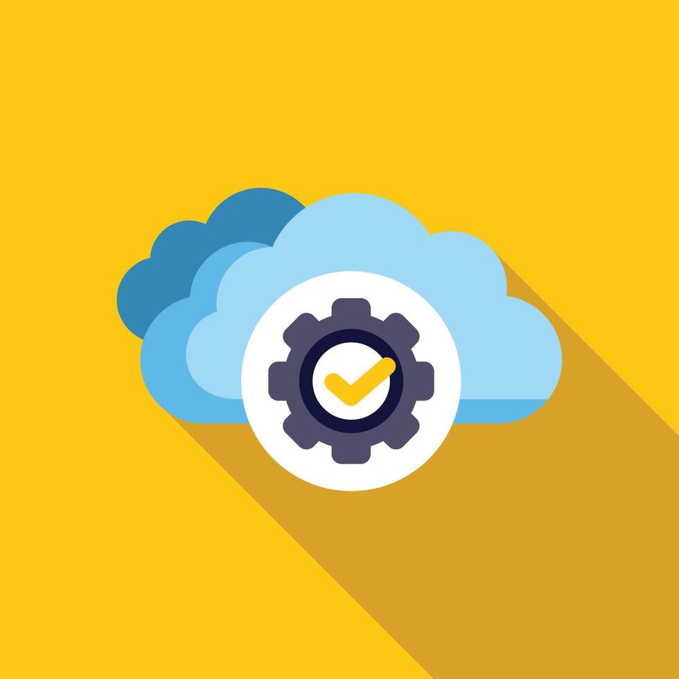 Cloud computing technology showing successful operation with gear and check mark icon 55591243 ...