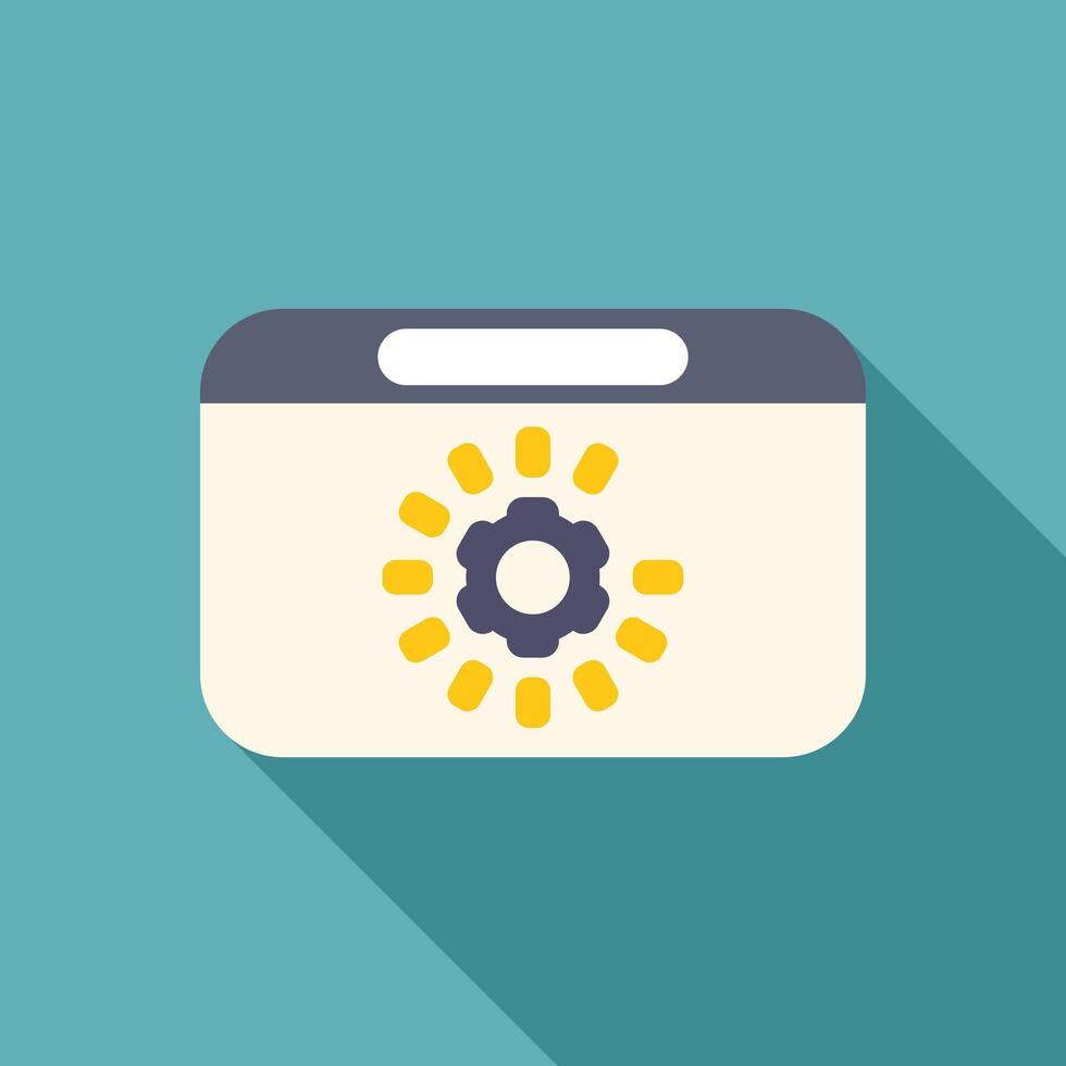 Browser window displaying settings sun or loading gear icon, optimizing ... Browser window displaying settings sun or loading gear icon, optimizing ...