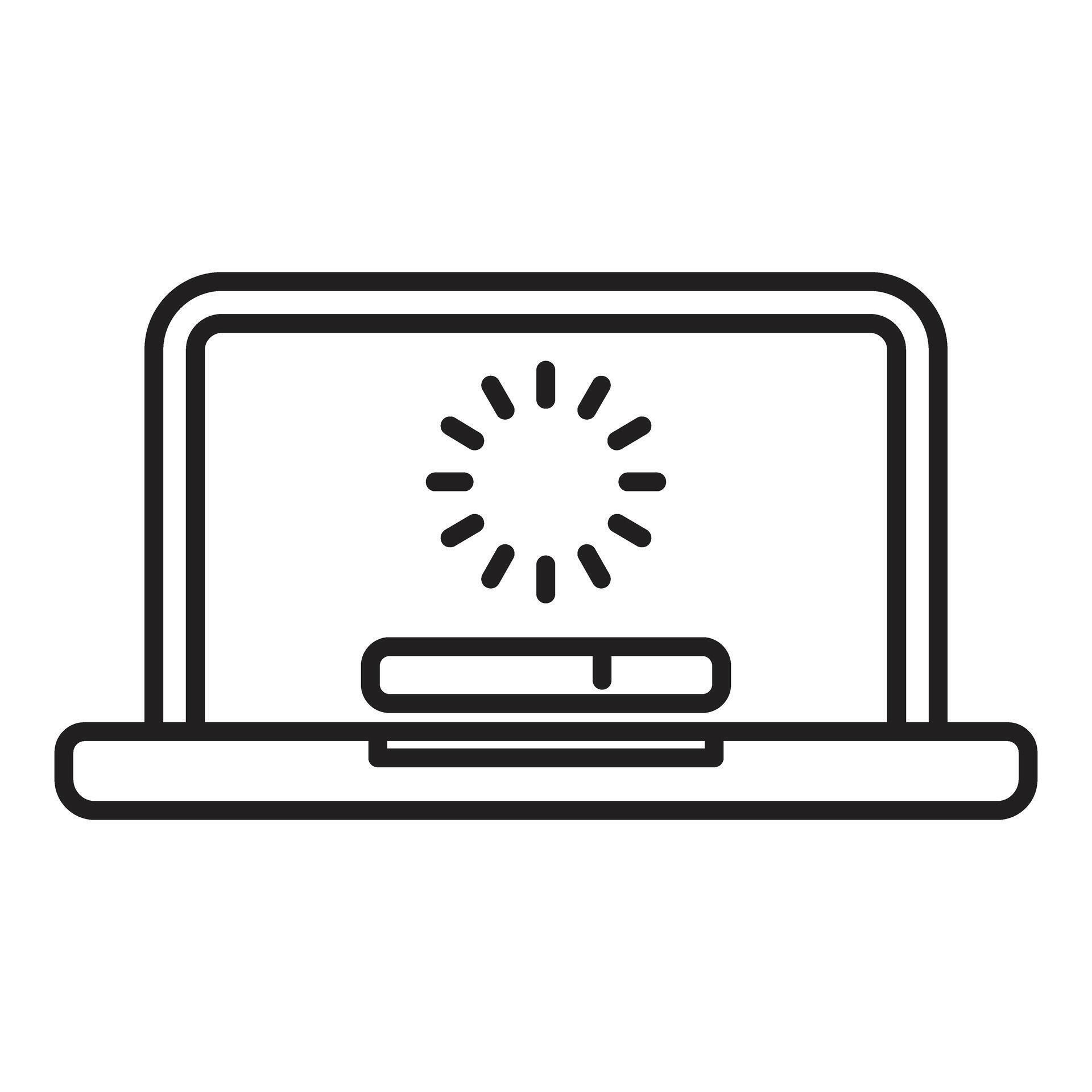 Laptop Showing Loading Status With Progress Bar And Rotating Circle Animation 55591295 Vector
