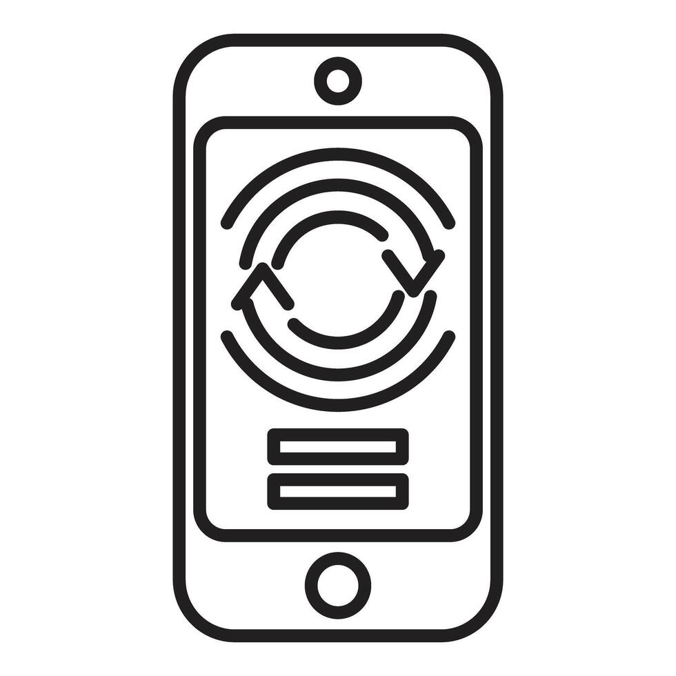 Smartphone Showing Rotating Circular Arrows Symbolizing Synchronization