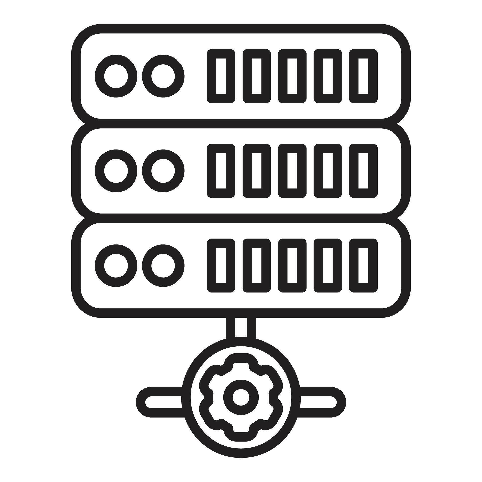 Server Rack With Settings Gear Data Center Management And