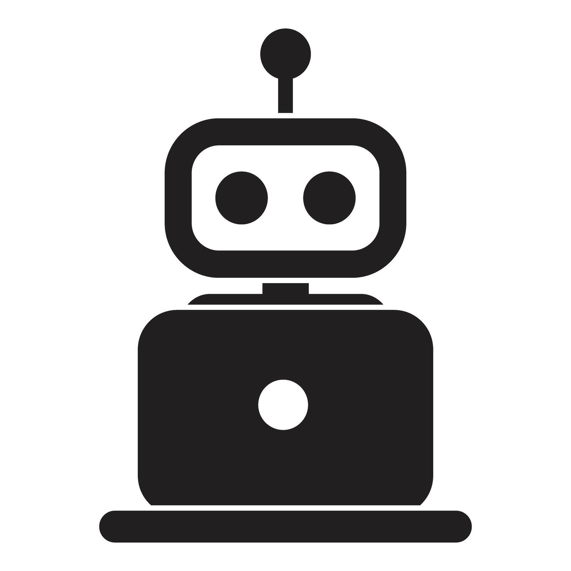 Robot controlling laptop representing artificial intelligence and automation 55591464 Vector Art ...