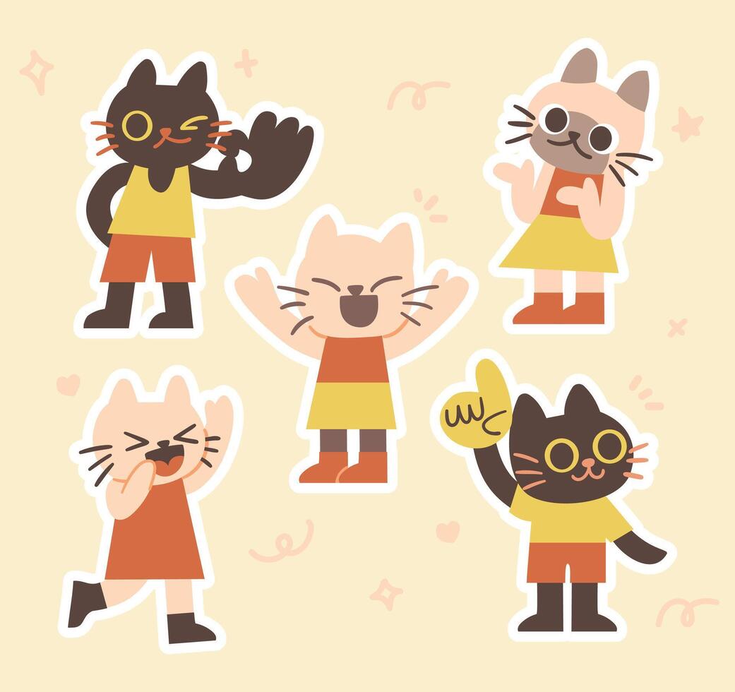 Wholesome Cat Sticker Set Featuring Encouraging Poses and Cute Expressions 55597701 Vector Art ...