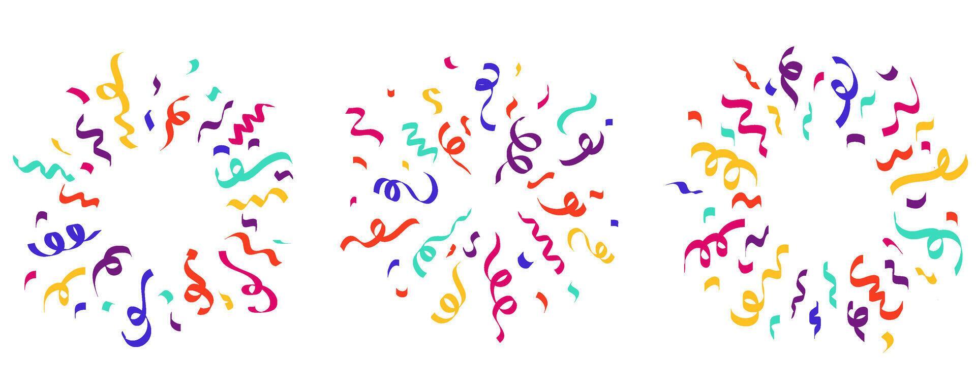 Confetti explosion isolated on white background. Colored elements for birthday party and ...