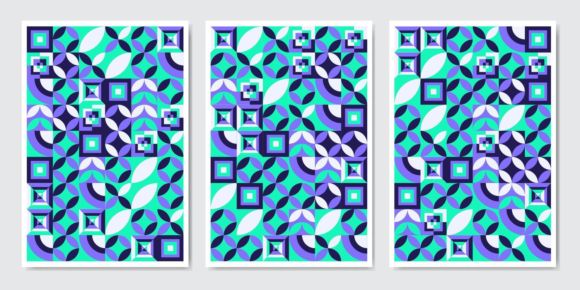 Modern Grid Flyer With Geometric Shapes Geometry Graphics And Abstract Background Set Geometry