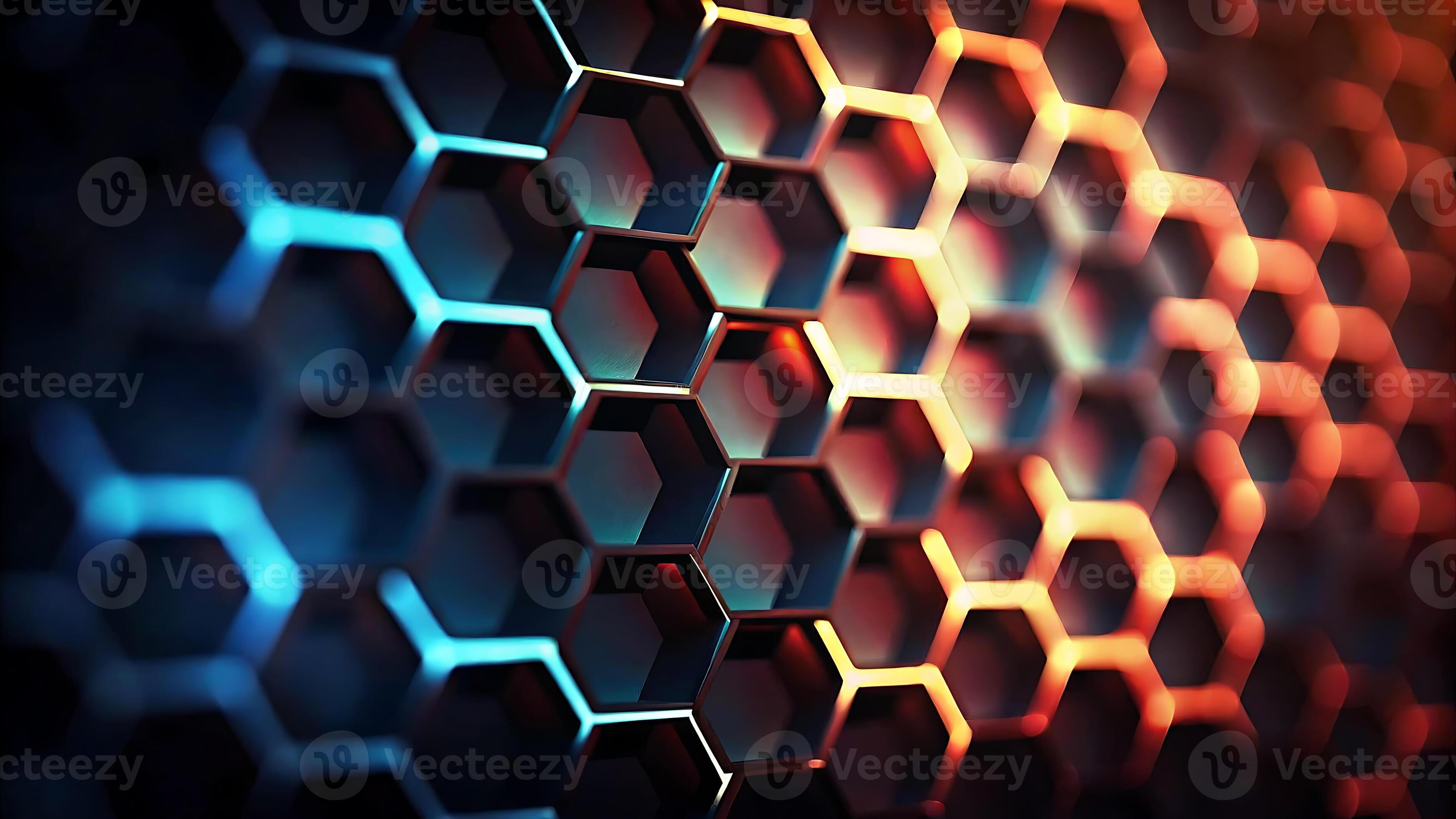 4K Abstract Hexagonal Background High Resolution Futuristic Design with Glowing Honeycomb ...