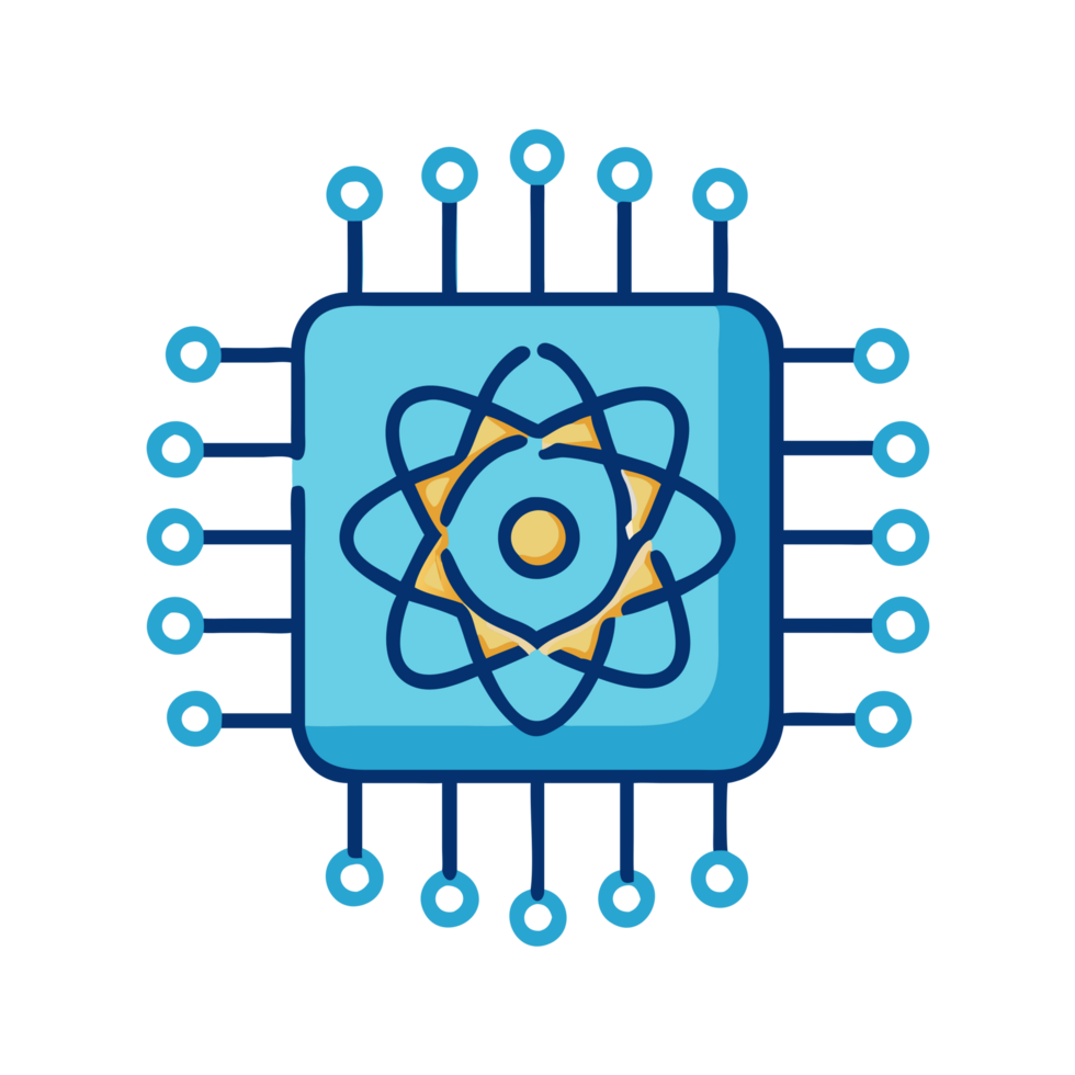 Quantum computing icon with complex particles digital art technology ...