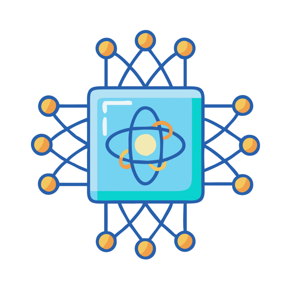 Quantum computing icon featuring complex particles digital art ...