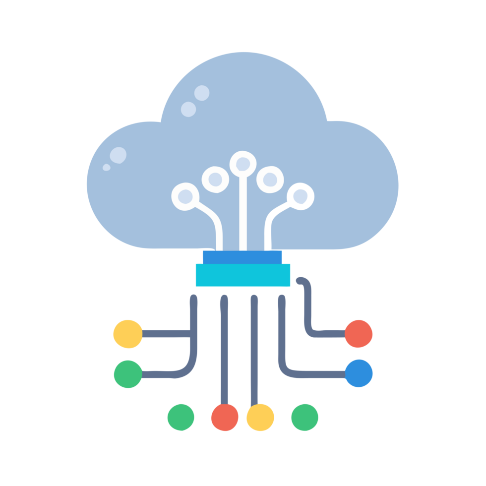 Cloud Computing Icon With Data Streams Flowing Digital Technology