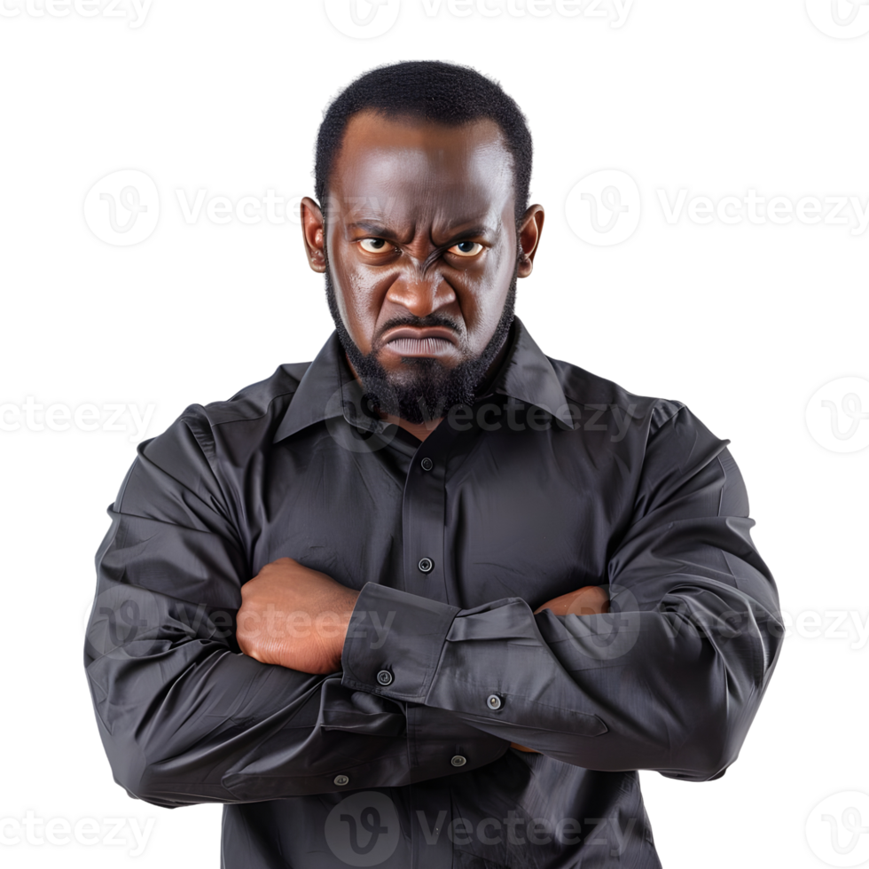 Angry black man with arms crossed 55614132 PNG