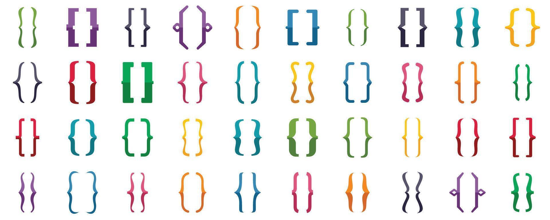Colorful curly brackets showing different programming languages syntax ... Colorful curly brackets showing different programming languages syntax ...