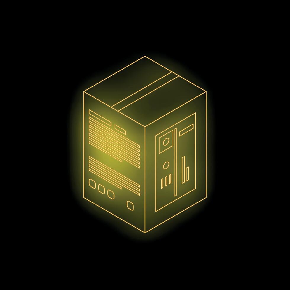 Glowing Yellow Server Rack Icon Representing Data Storage And Network Infrastructure 55628075