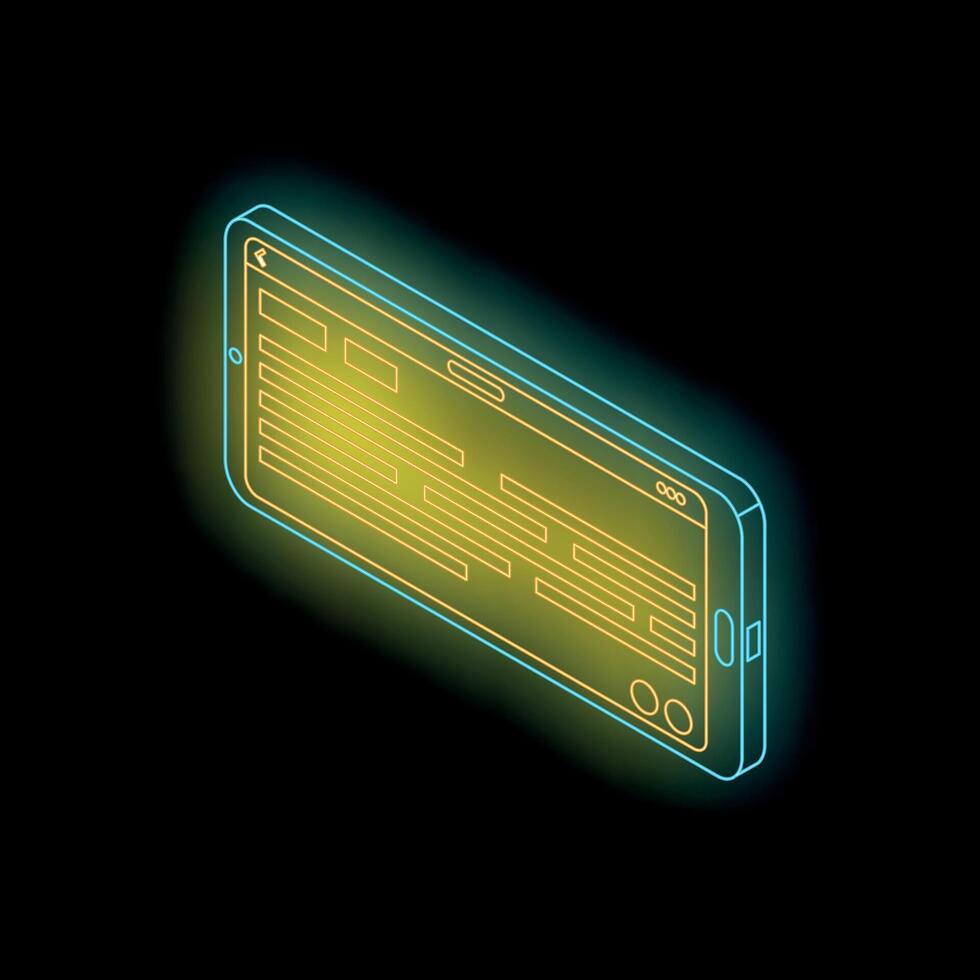 Neon smartphone showing programming code on black background 55628123 ...