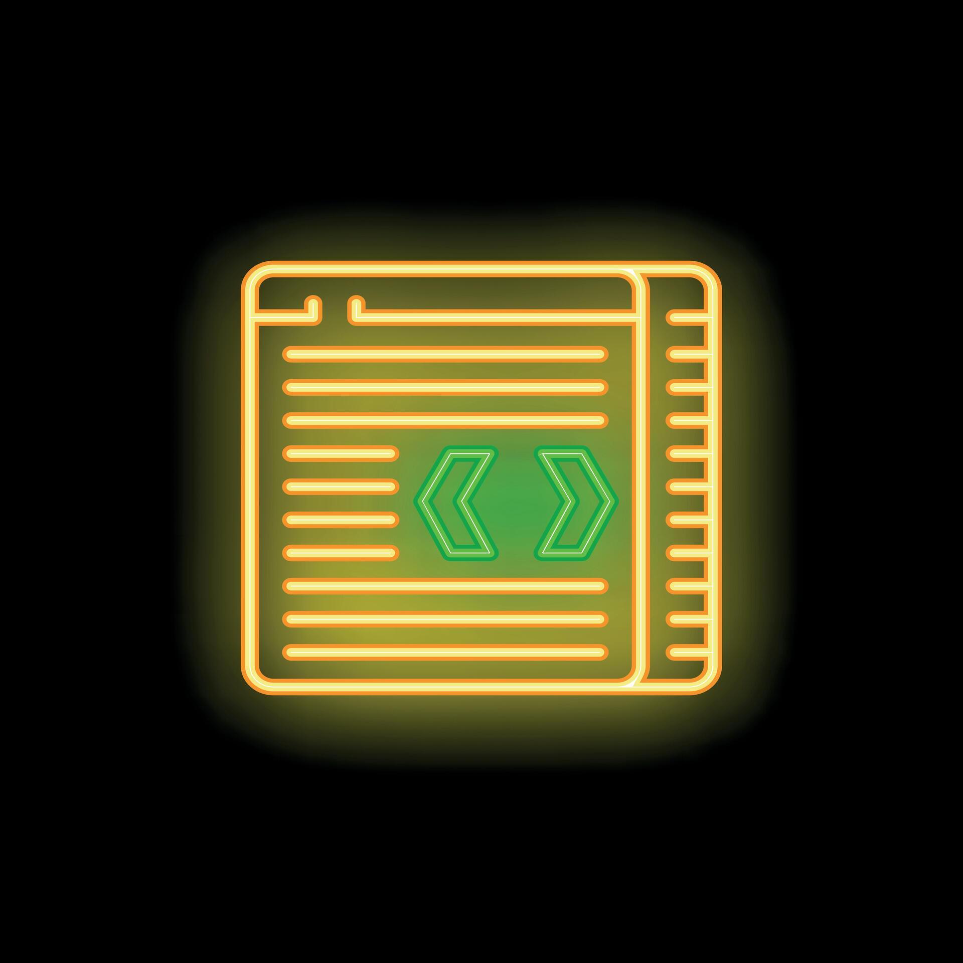Neon yellow and green programming code on black background 55628510 ...