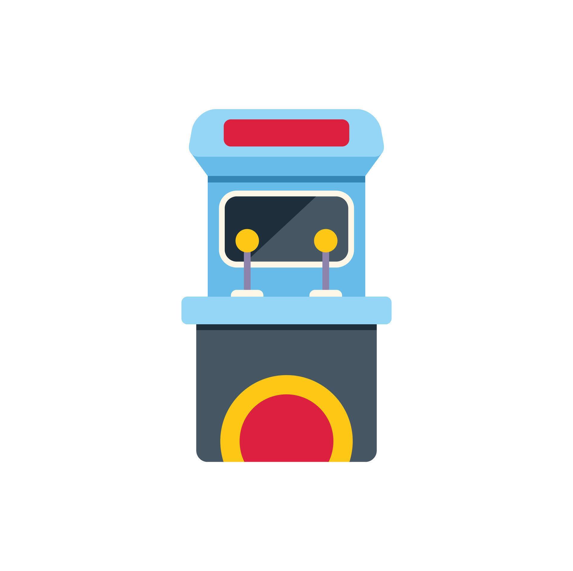 Retro Arcade Game Machine With Two Joysticks And Screen Displaying Playing Scene 55630812 Vector