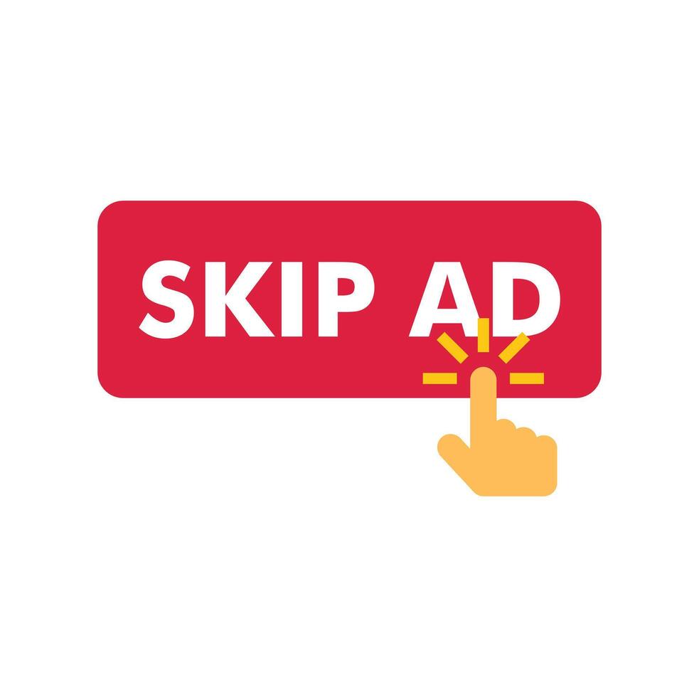 Finger pressing skip ad button avoiding online advertisement 55632365 Vector Art at Vecteezy