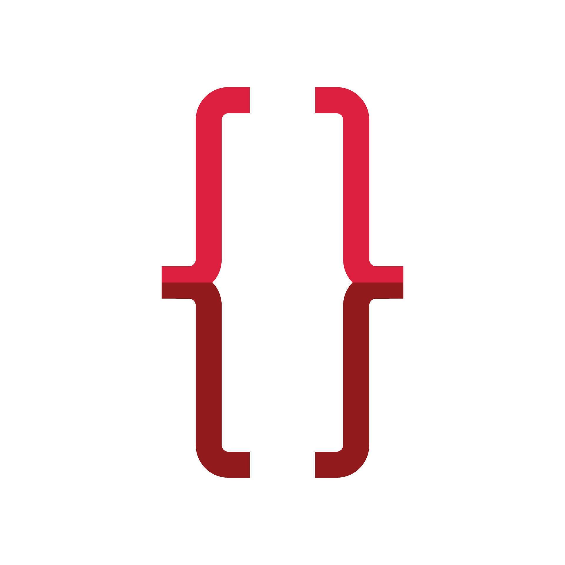 Red curly brackets representing programming and coding 55632542 Vector ...