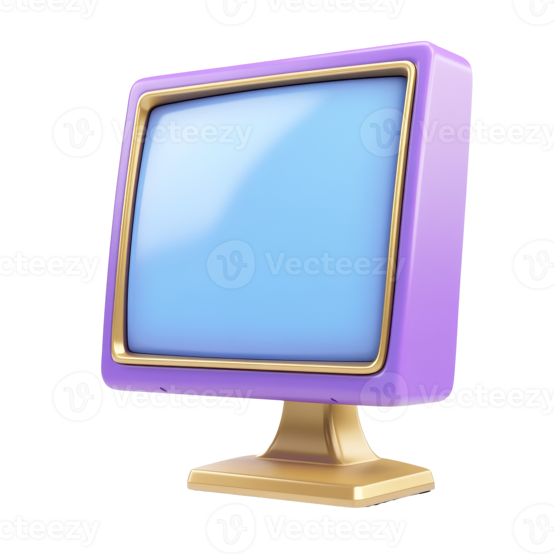 Retro Purple And Gold Computer Monitor Display Cut Out 55660226 Png