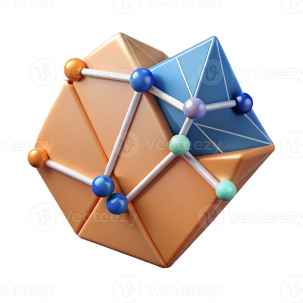 Abstract Render Of Interconnected Geometric Shapes 55663258 Png