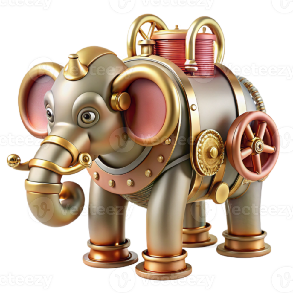 Steampunk Elephant Render Illustration A Mechanical Marvel of Gears ...