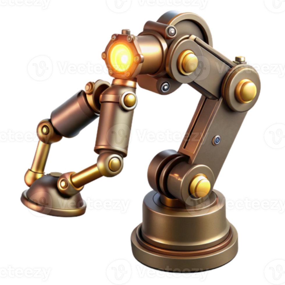 Render of a Bronze Robotic Arm Detailed Mechanism Illustration 55663494 PNG