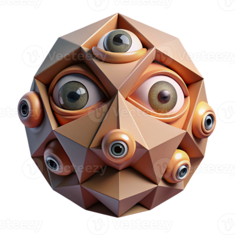Abstract Render of Polygonal Face with Multiple Eyes 55663546 PNG