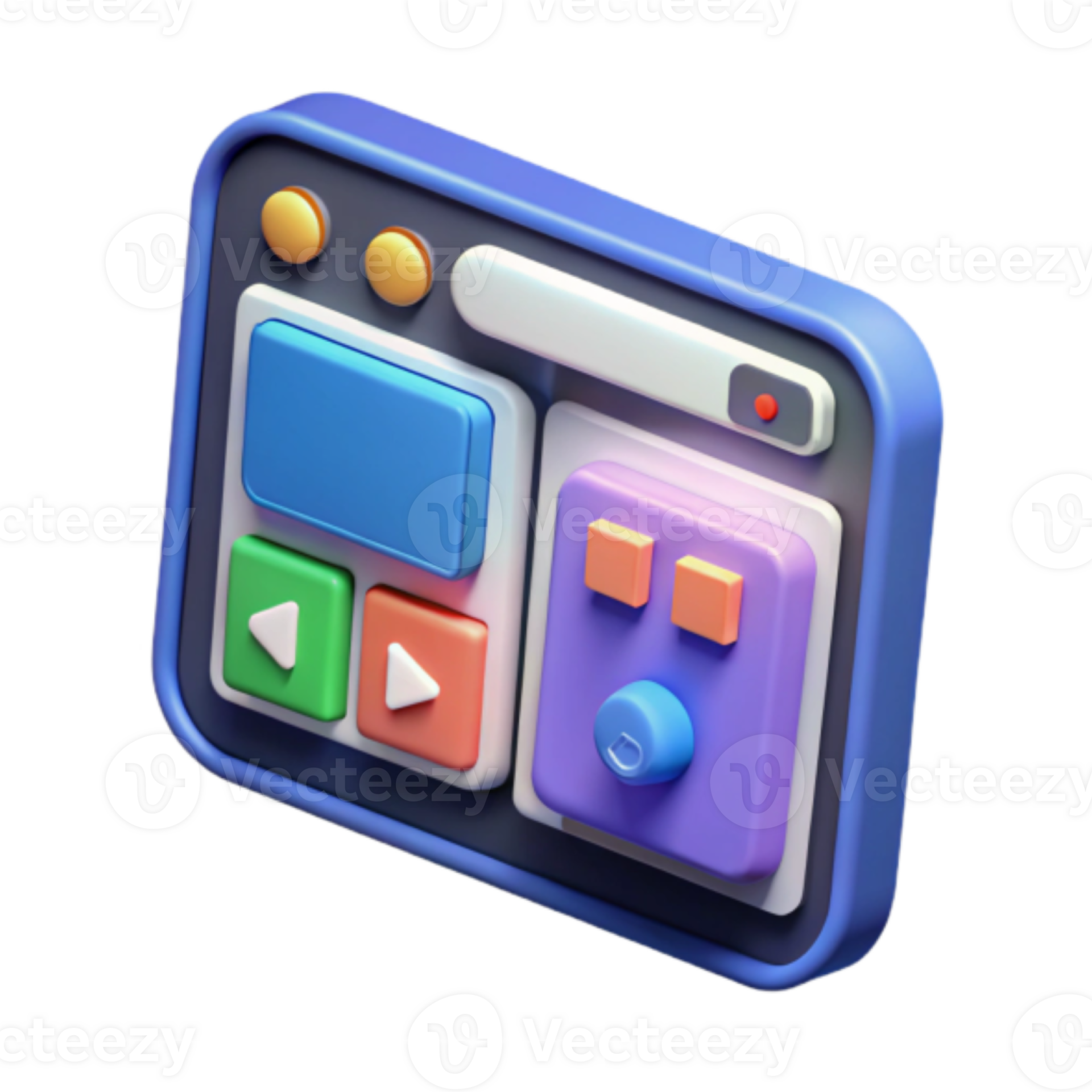 Render of Colorful User Interface Control Panel with Play Buttons ...