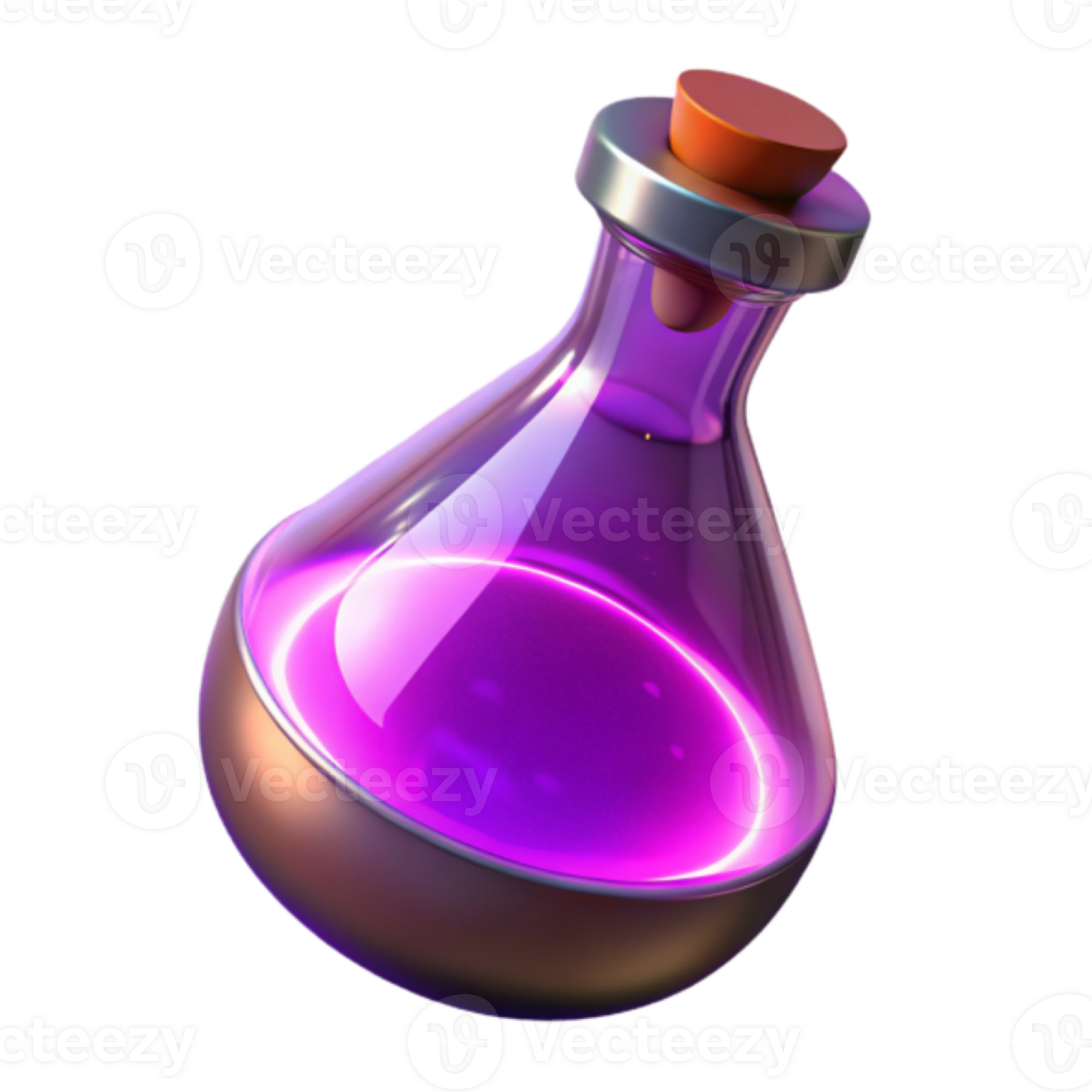 Glowing Purple Potion in Glass Flask Render 55663803 PNG