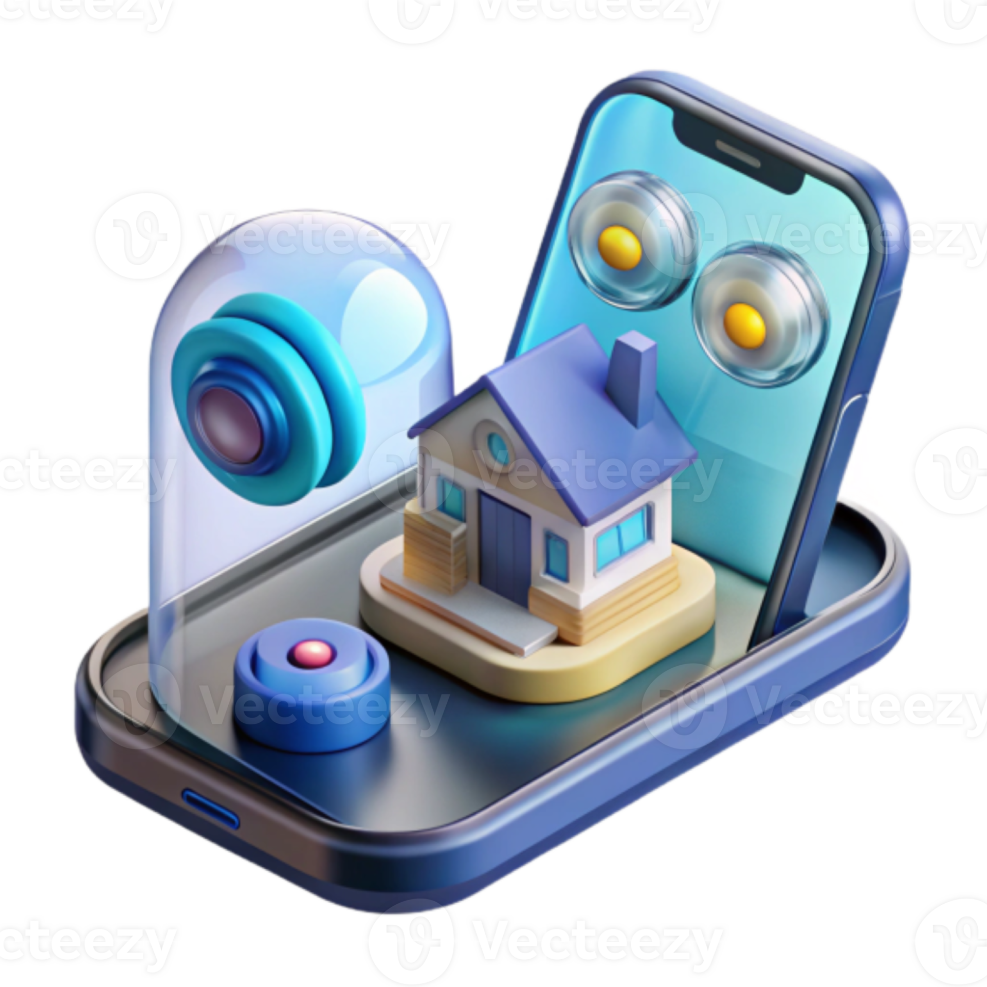 Smart Home Security System Illustration Mobile App Home Monitoring