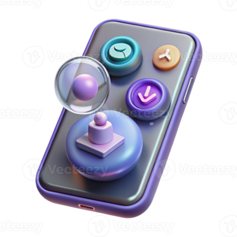 Render Of Mobile App Interface With Colorful Buttons And Abstract