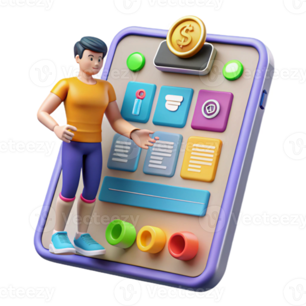 Illustration Mobile App Interface Design Colorful Cartoon Character ... Illustration Mobile App Interface Design Colorful Cartoon Character ...