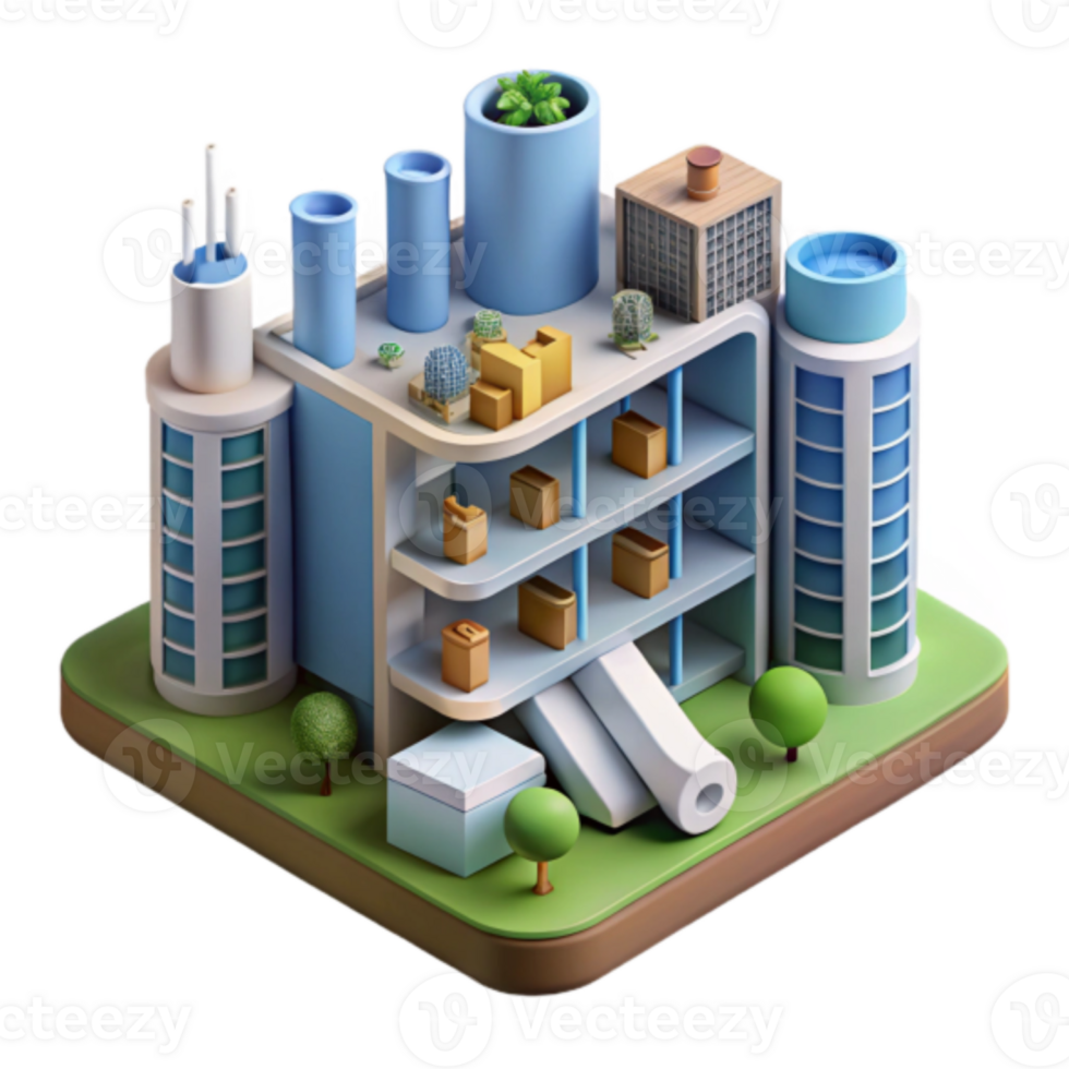 Isometric Illustration Modern Factory Building Design 55664333 PNG