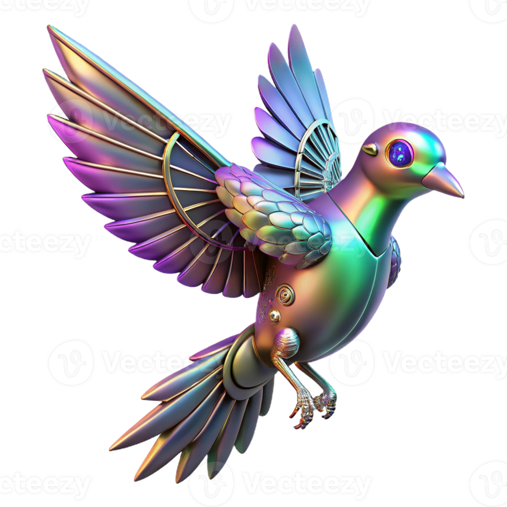Metallic Bird AI Art, Wings, Robot A futuristic bird crafted as a robotic design, its wings ...