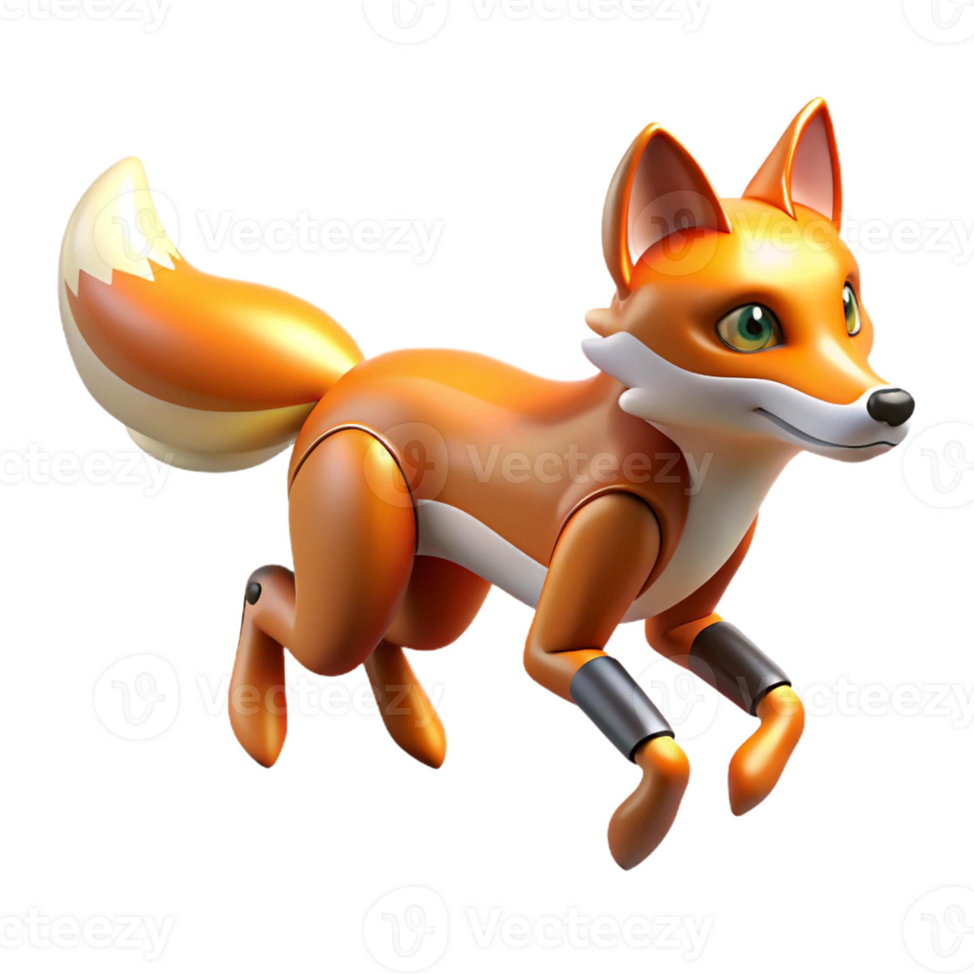Leaping Fox 3D Model A dynamic depiction of a fox in mid-leap, crafted in a stunning three ...