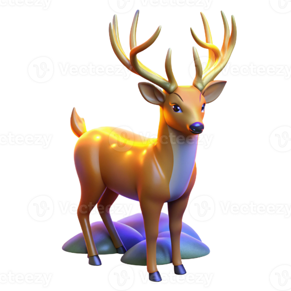 Cute Deer 3D Render An adorable deer navigating the digital forest, captured in a stunning three ...