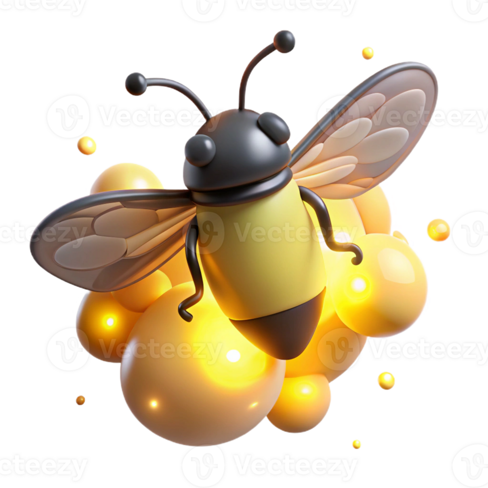 Cute Bumblebee 3D Render An adorable bumblebee navigating the digital garden, captured in a ...