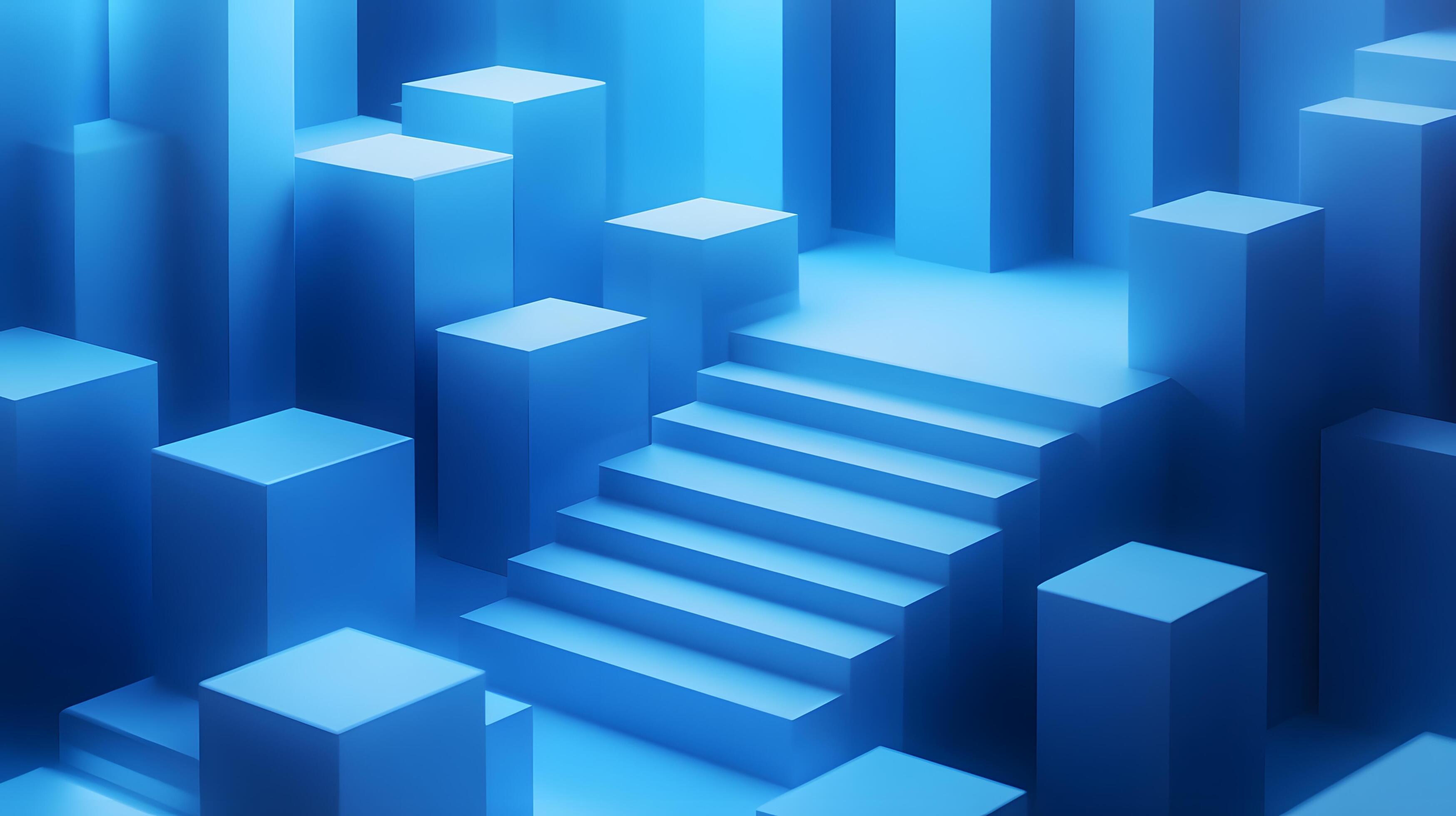 3D business data visualization with floating blue bar charts, UI ...