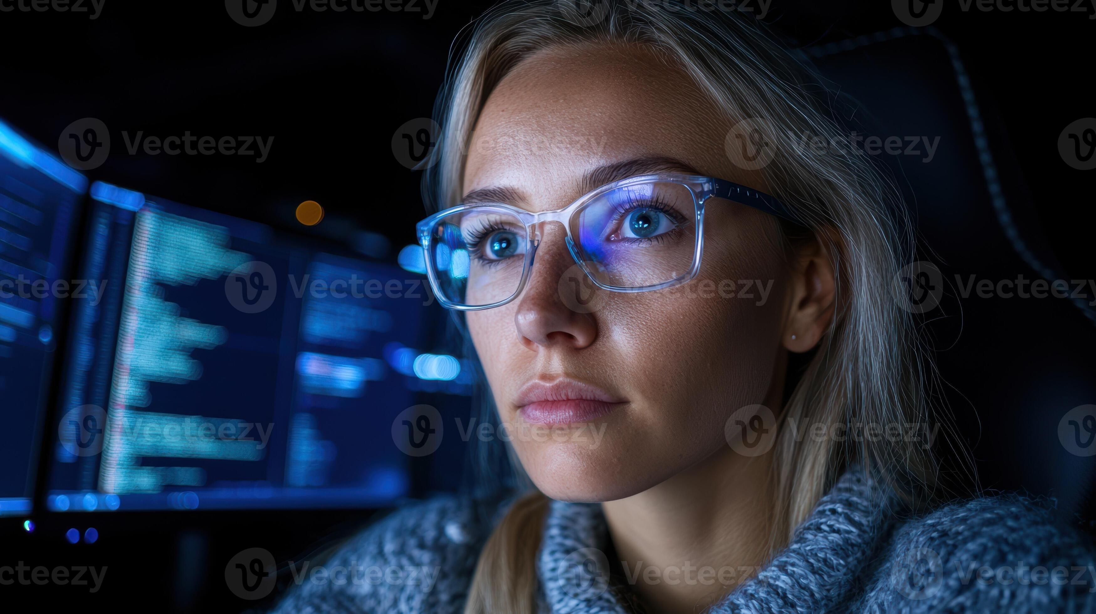 Focused female programmer working late at night 55691972 Stock Photo at ... Focused female programmer working late at night 55691972 Stock Photo at ...