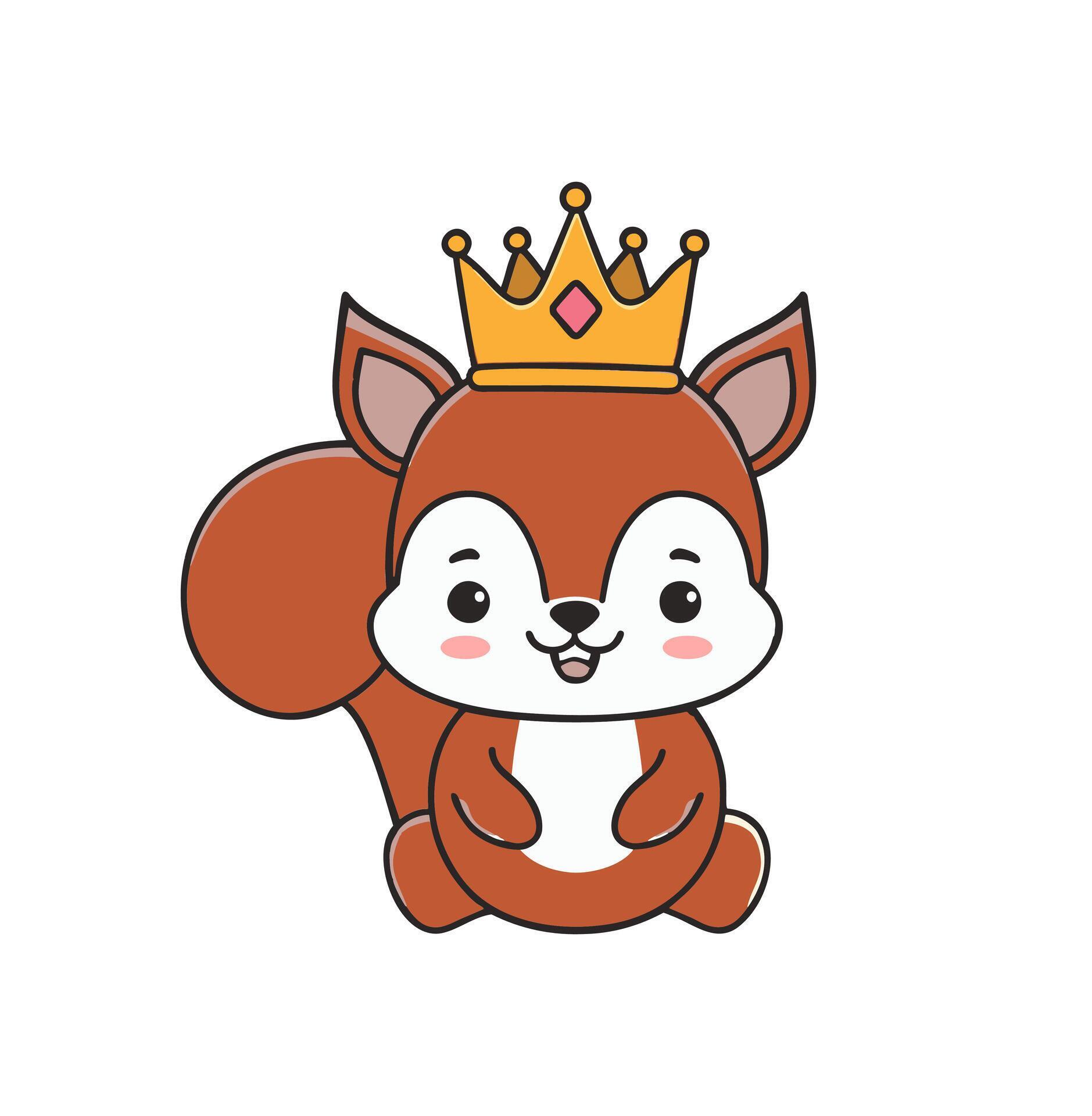 Cute Squirrel with crown 55708852 Vector Art at Vecteezy