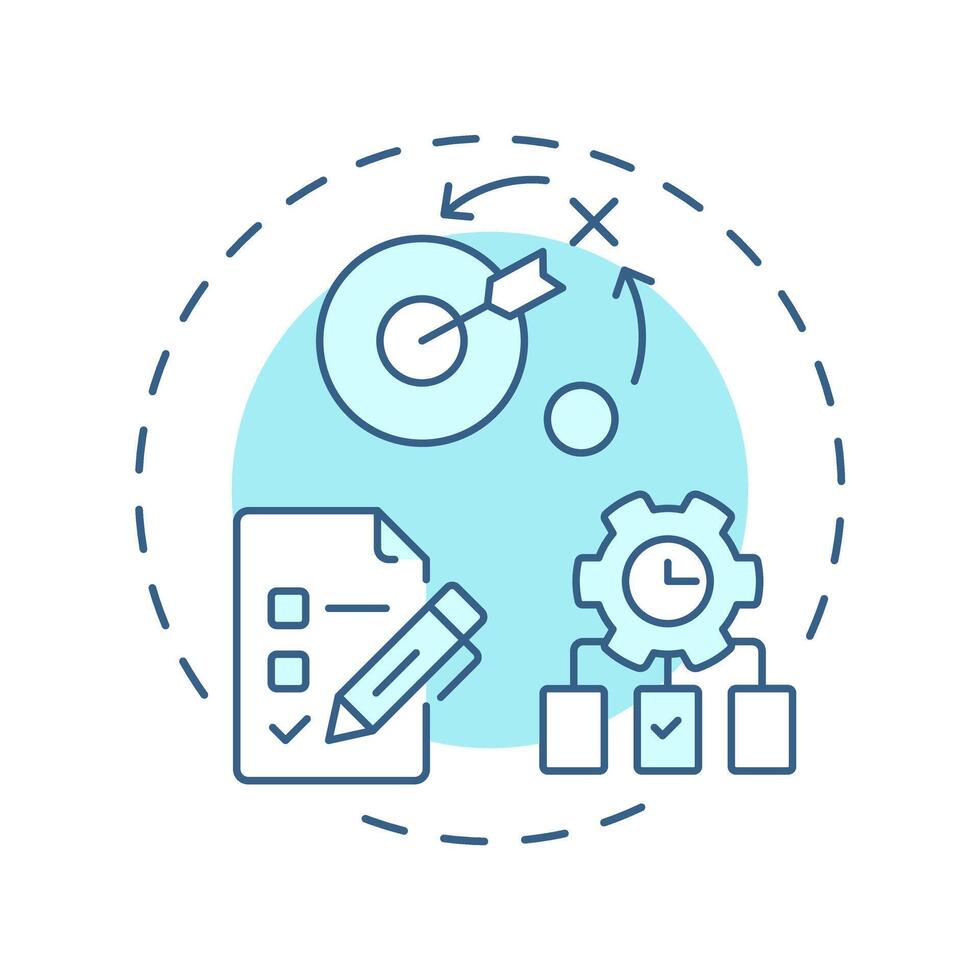 Organisation soft blue concept icon. Planning, prioritizing and coordinating tasks. Line manager ...