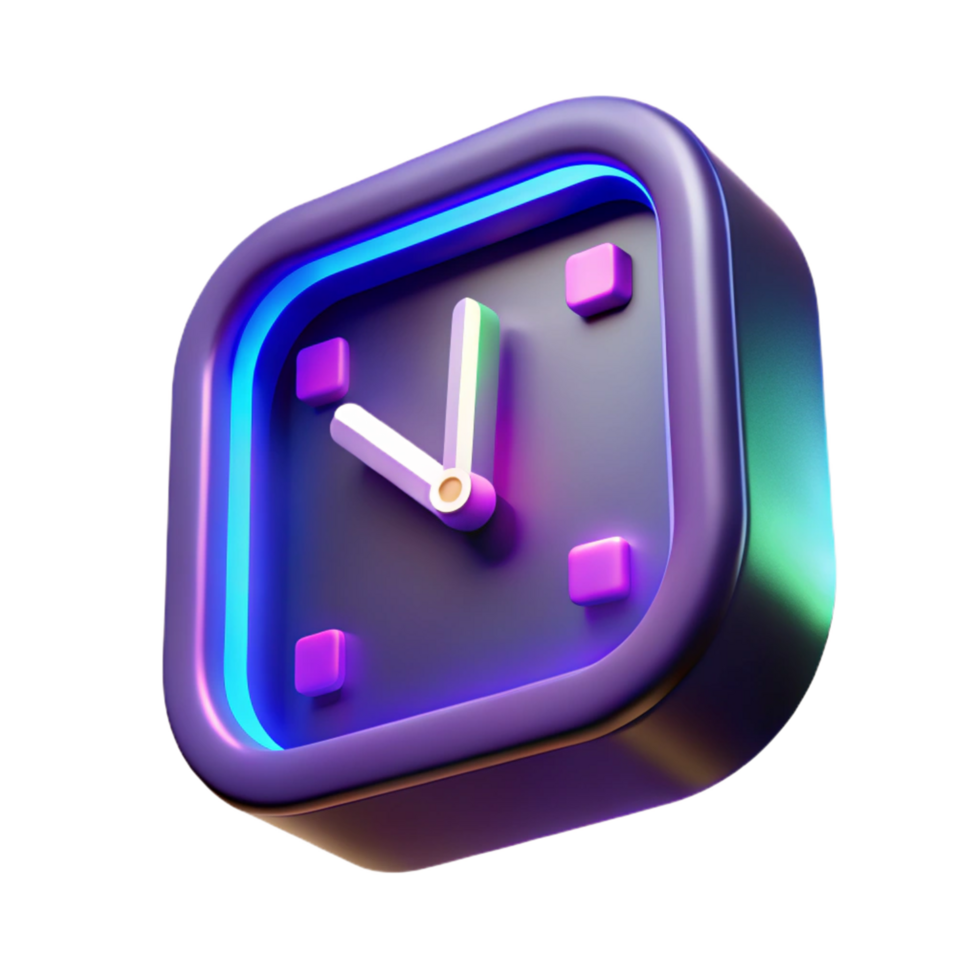 Neon Clock in a Three Dimensional Render with Futuristic Design and ...