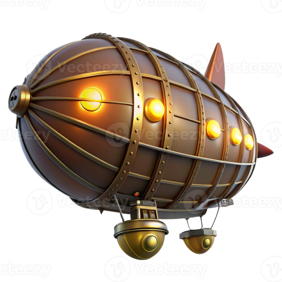 Steampunk Airship In A Three Dimensional Render Of Creative Design 55718615 Png