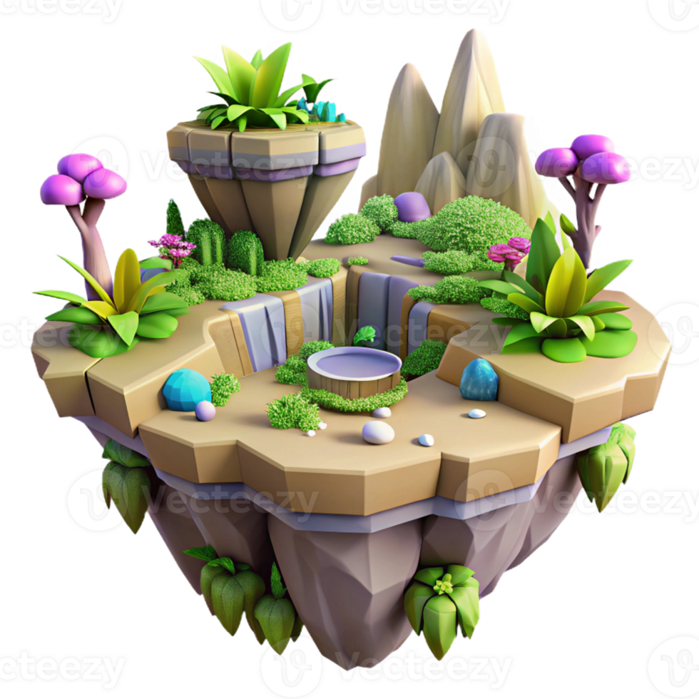 Fantasy Island Waterfall Scene In A Majestic Three Dimensional Render Of Nature 55719010 Png