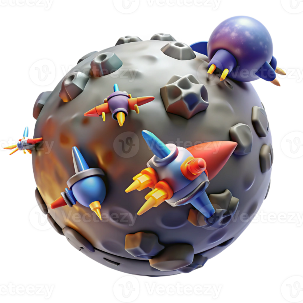 Spacecraft Orbiting Asteroid A Dynamic Depiction Of A Spacecraft Navigating A World Of Asteroids