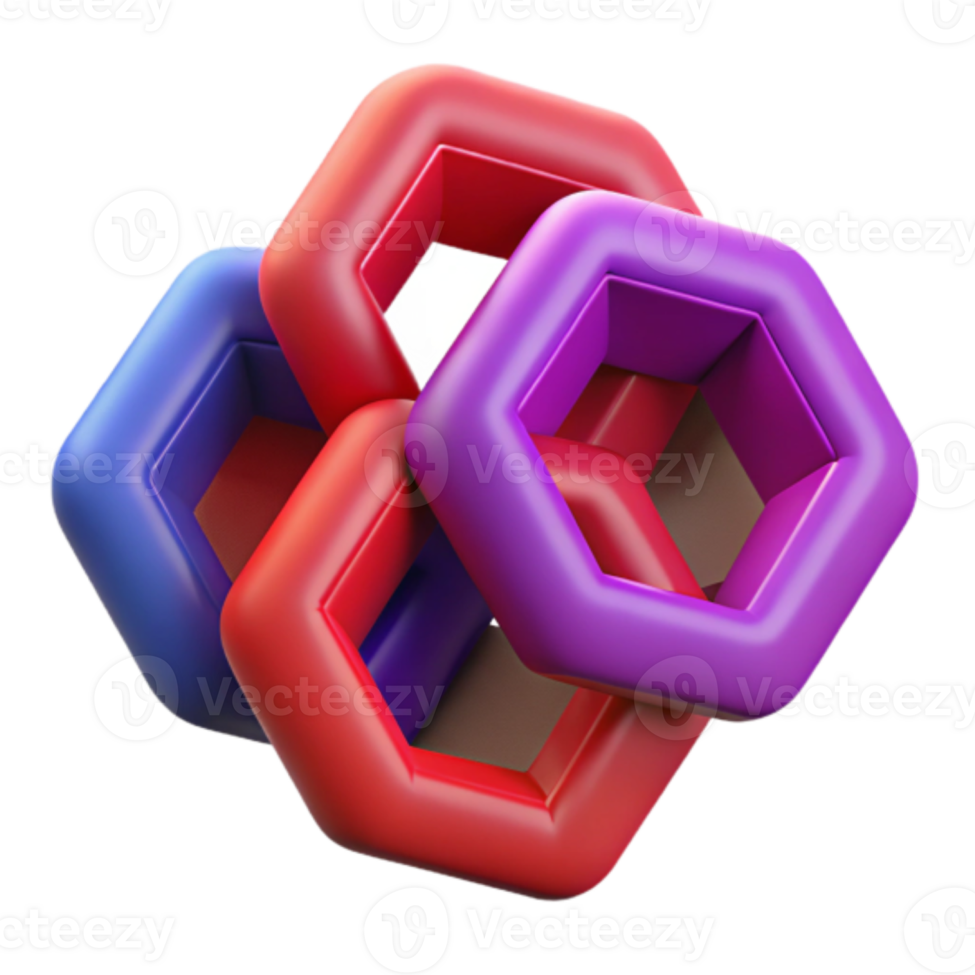 Abstract 3D Render Interlocking Hexagon Shapes Graphic Design Element 55719739 PNG