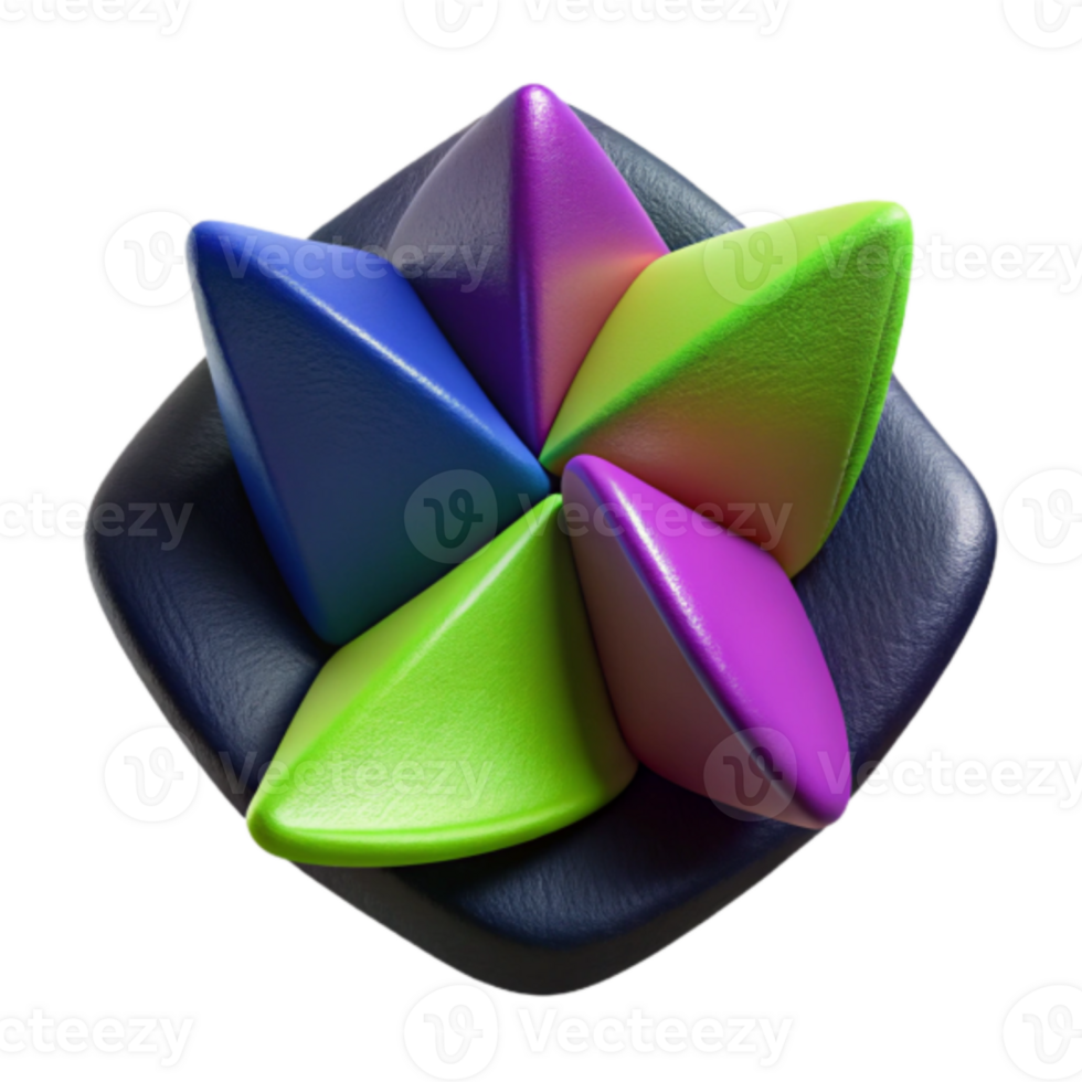 Abstract 3d Render Of Colorful Interlocking Triangles Forming A