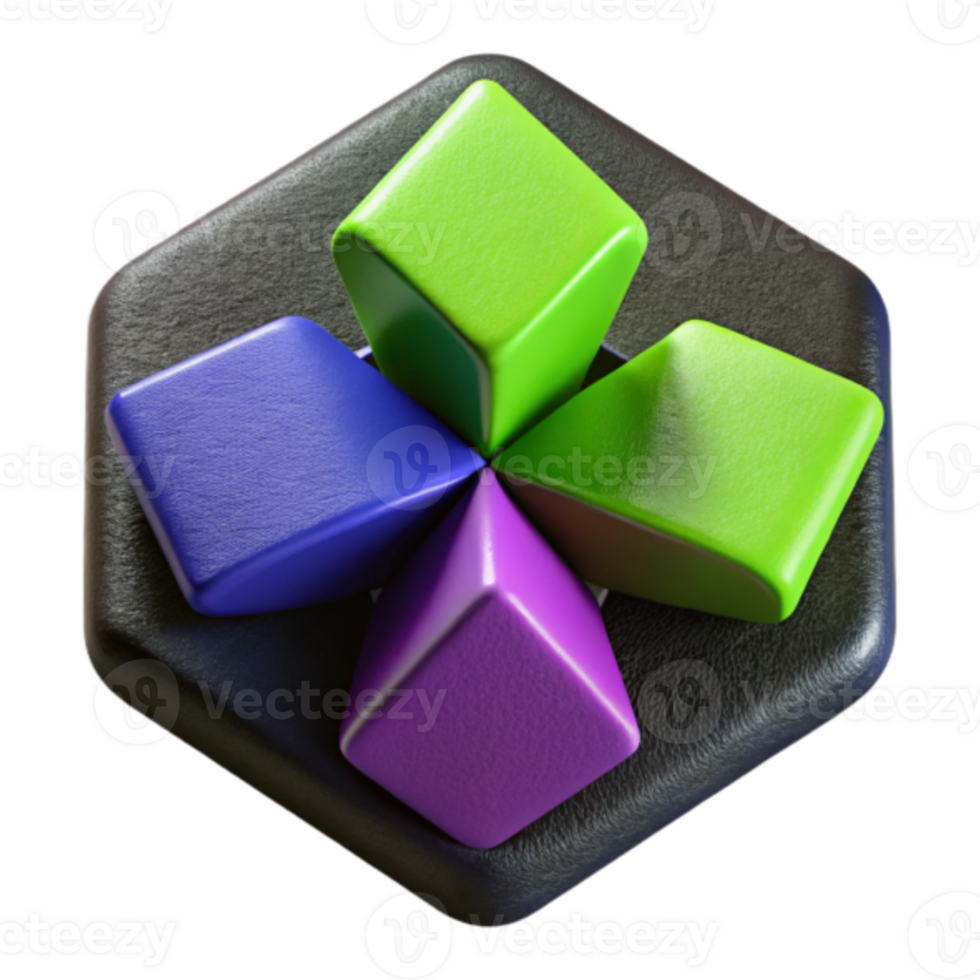 Abstract 3d Render Of Colorful Cubes On Dark Hexagon Background 55719790 Png