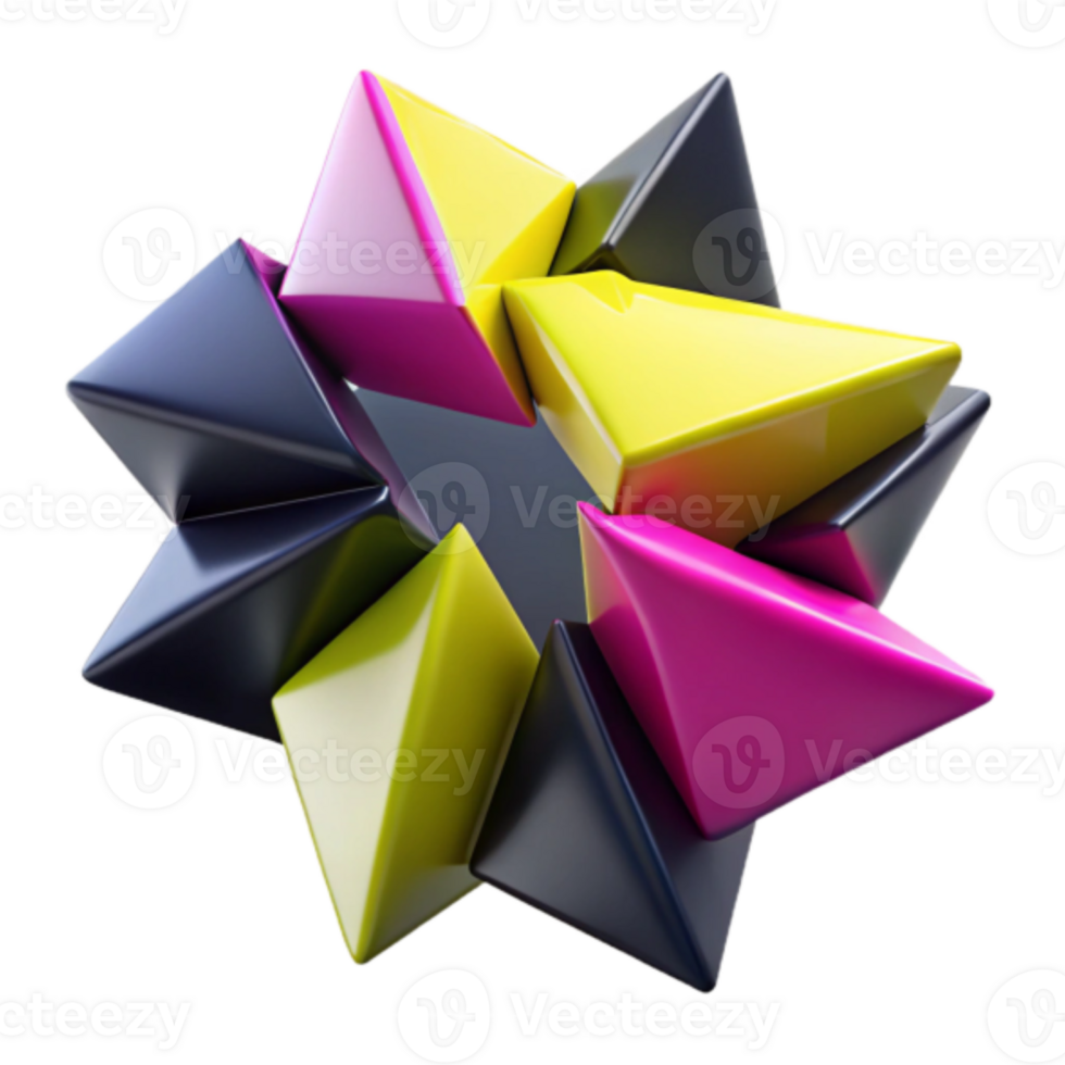 Abstract 3d Render Of Interlocking Geometric Shapes Starburst Design